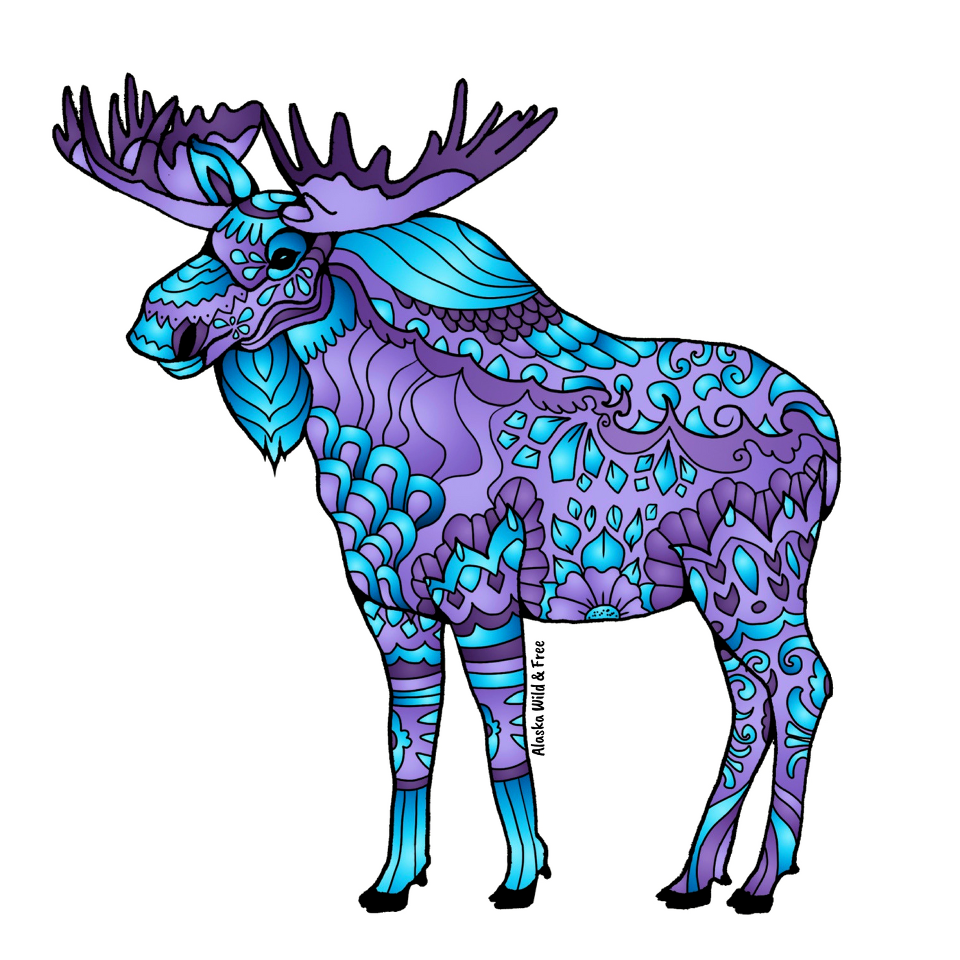 Moose - Majestic Purple & Blue Moose Magnet – Alaska Wild & Free
