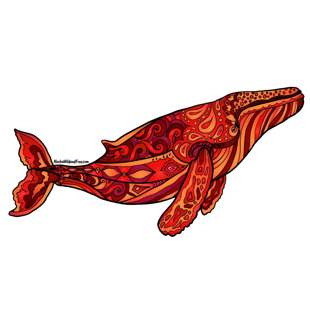 Whale - Red Humpback Whale Magnet – Alaska Wild & Free